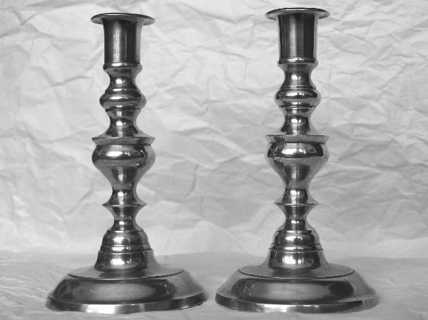 James Weekes Pair American Pewter Candlesticks