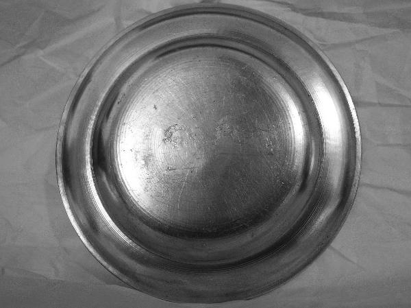 Joseph Danforth Marked 7-7/8 American Pewter Plate Late 18th century